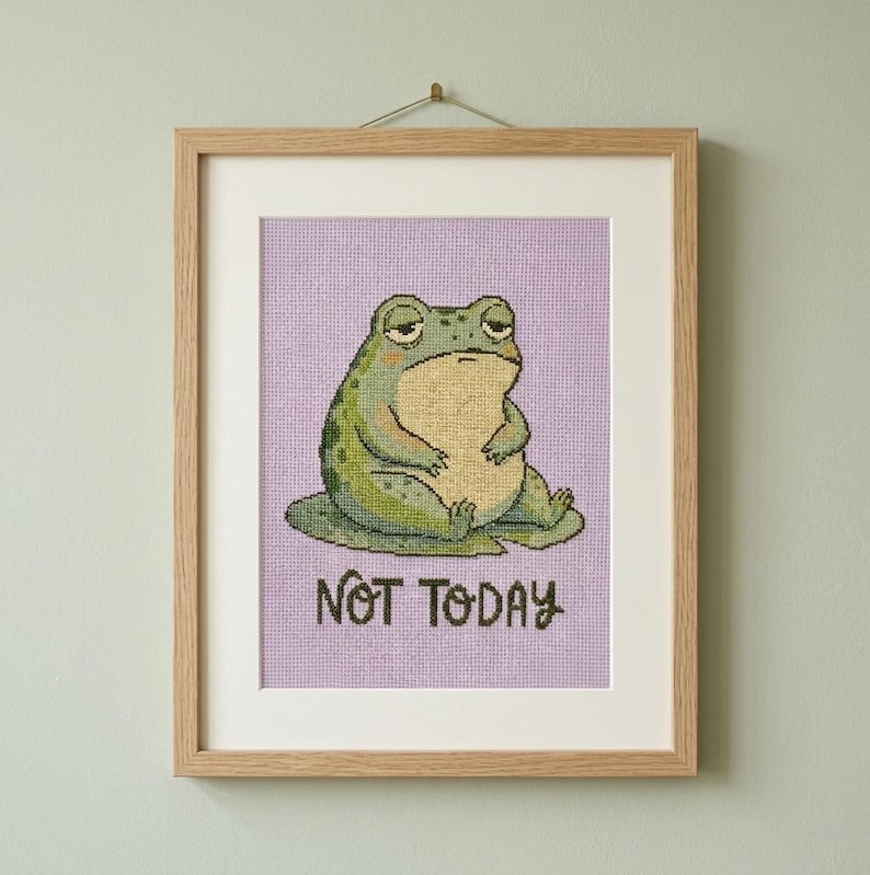 Funny Frog Cross Stitch Pattern | Meme Animal Embroidery Design ...