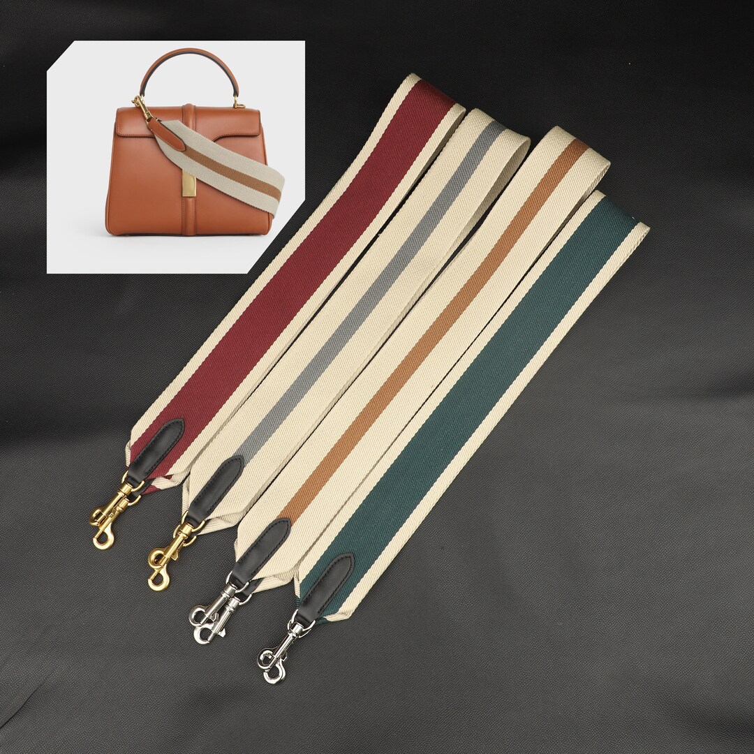 Long Strap in Textile and Calfskin,trimmings in Calfskin,gold Finishing ...