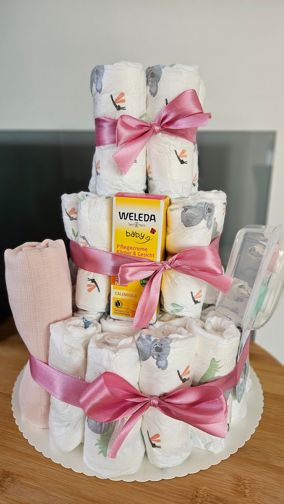 Diaper Cake Girl Baby Party Diaper Cake Baby Gift Baby Shower Diaper ...