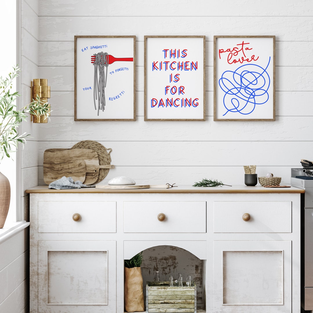 Set of 3 Drawing Printable Kitchen Decor ,kitchen Wall Art, Dining Room ...