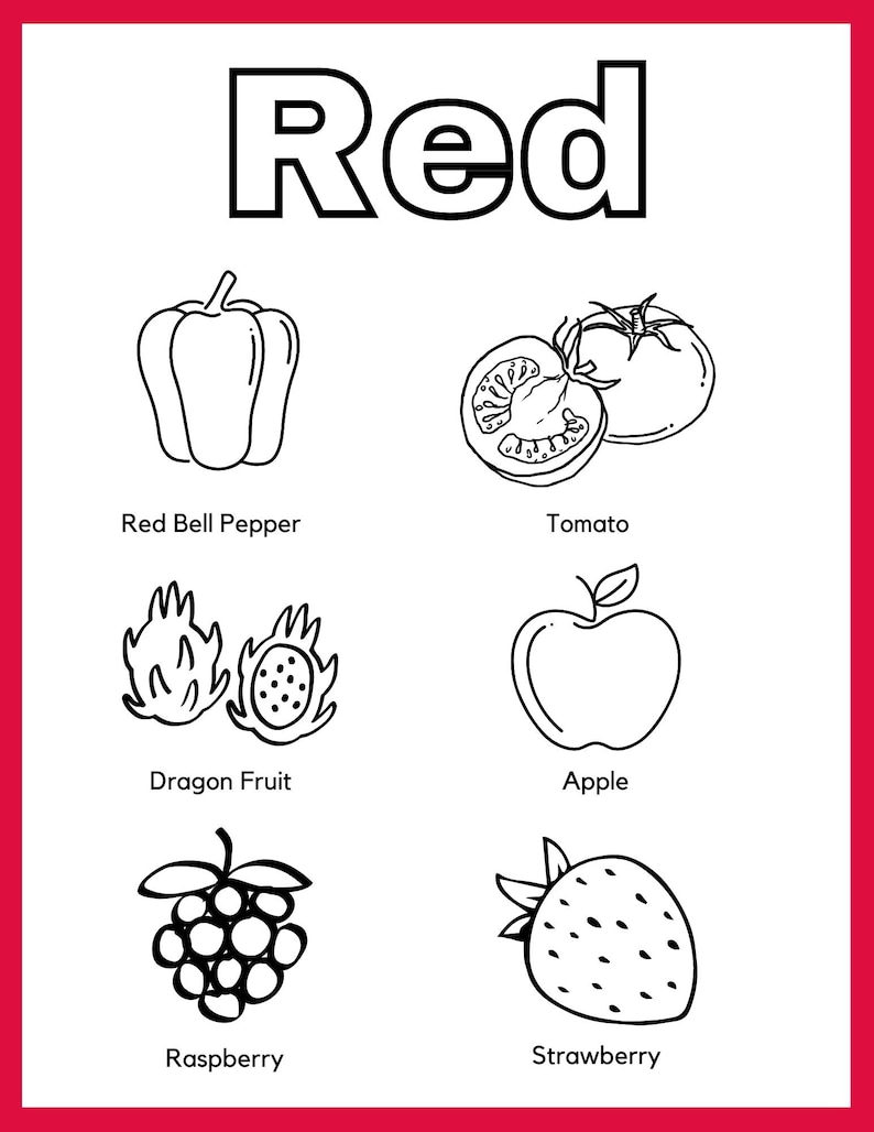 Coloring Book Printable Coloring Material Guide Coloring Fruits Digital ...