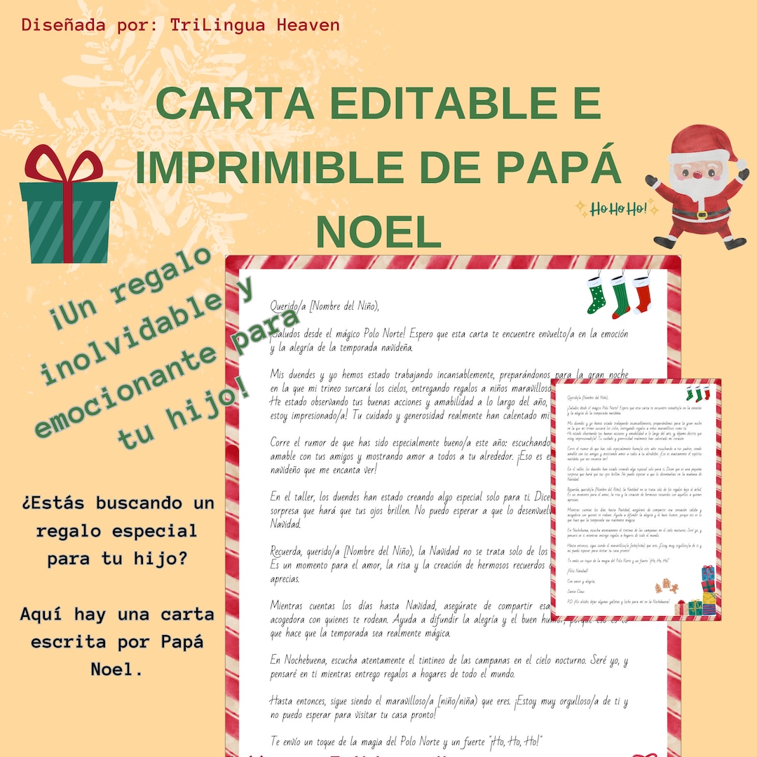 Regalo De Ultima Hora, Carta De Papá Noel, Un Regalo Especial De Navidad Para Su Hijo, Carta ...
