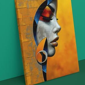 Mystical Woman Profile in Vibrant Colors, Abstract Wall Art, Printable ...