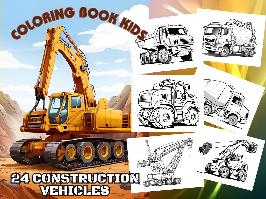 Construction Coloring Pages, Kids Coloring Book, PDF DIGITAL, Printable ...
