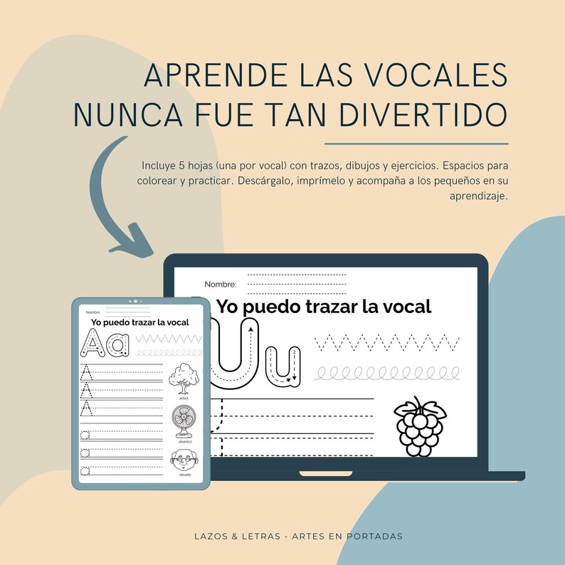 Aprende las Vocales – Hojas de trazos y actividades para niños. - Etsy ...