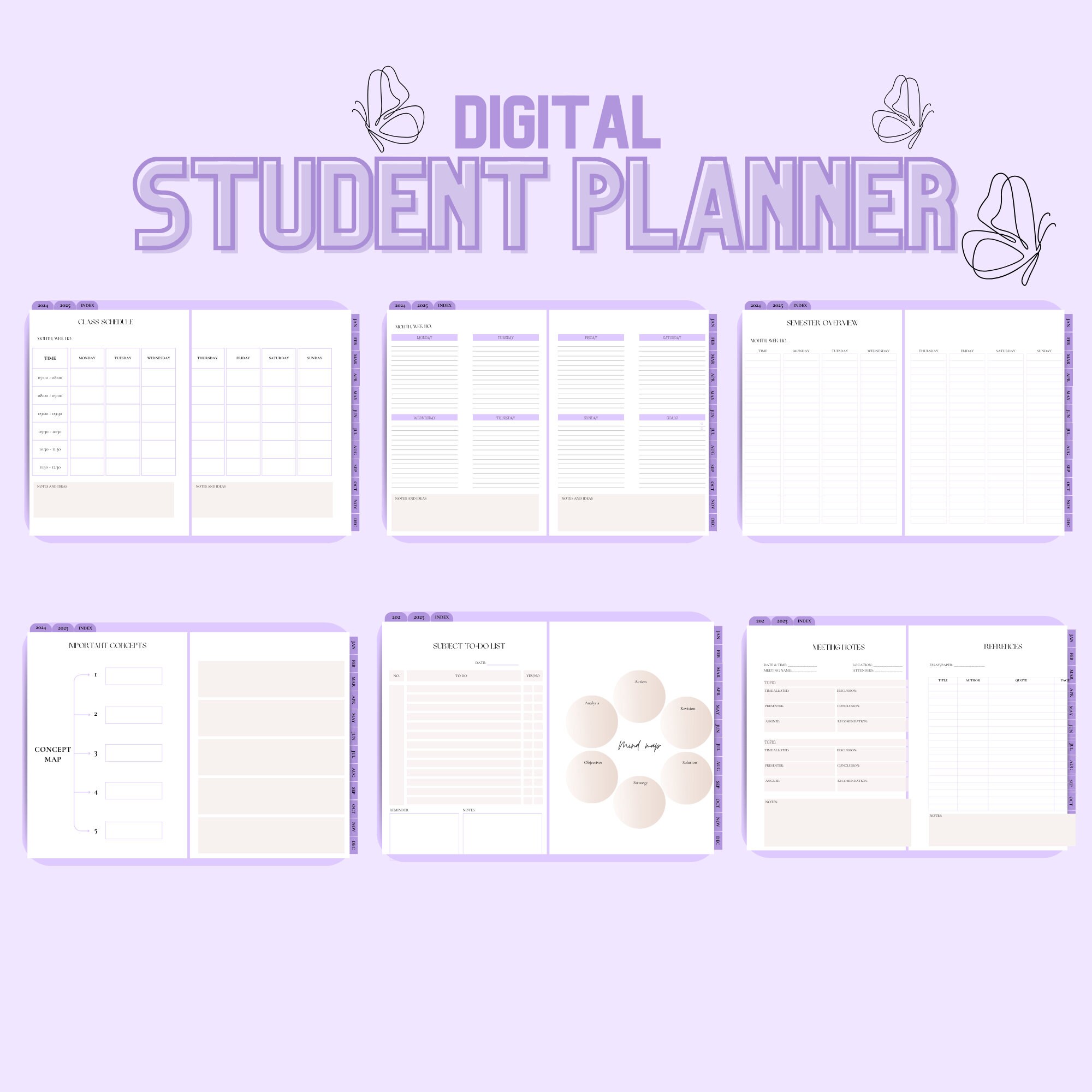 2024 2025 Student Digital Planner, Goodnotes Planner, iPad Planner ...