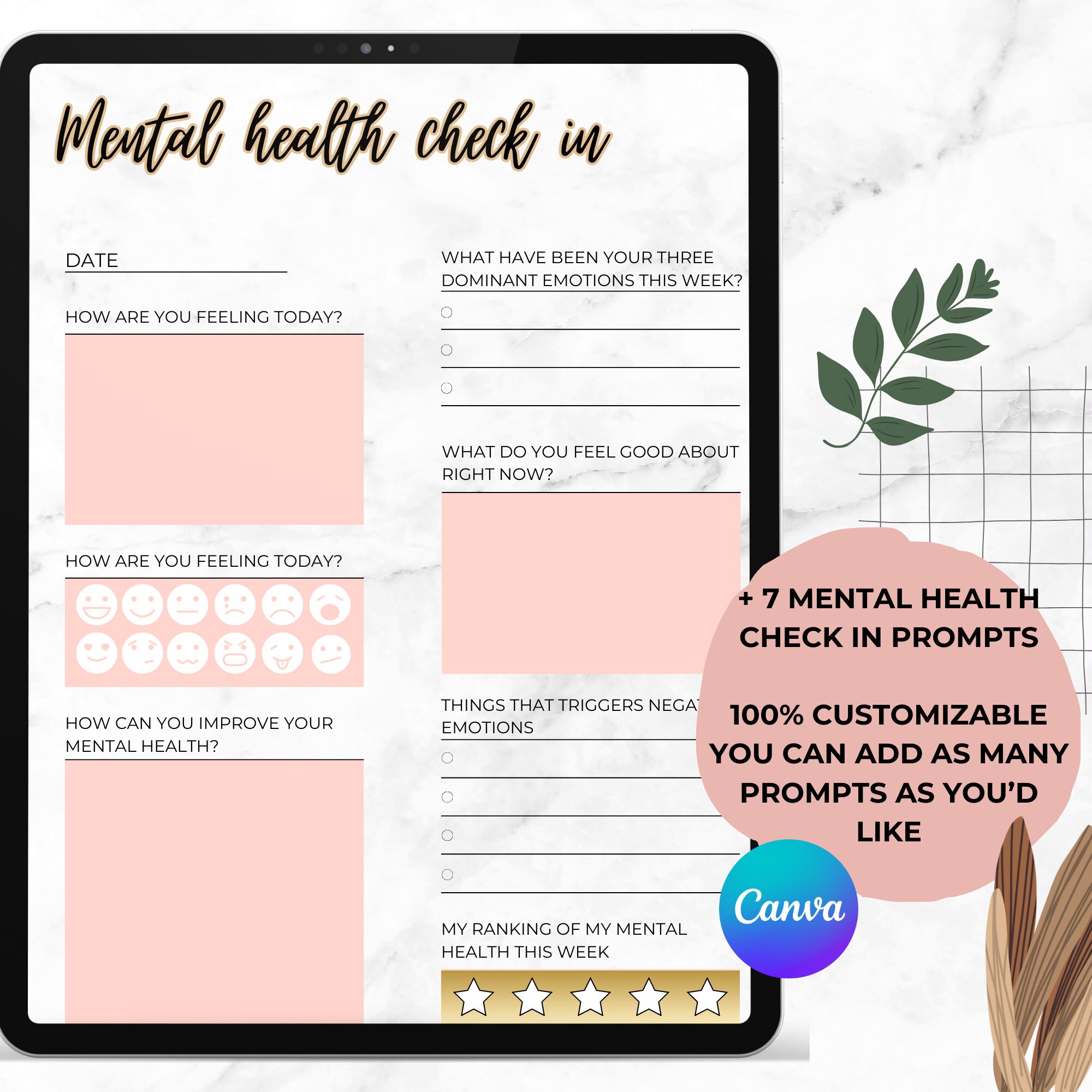 Digital Gratitude Journal Printable Mental Health Journal Digital ...