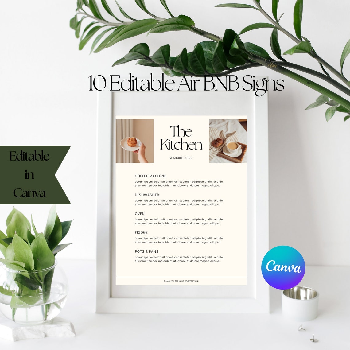 10 Airbnb Posters, Editable Template Bundle, Wifi Password Sign ...
