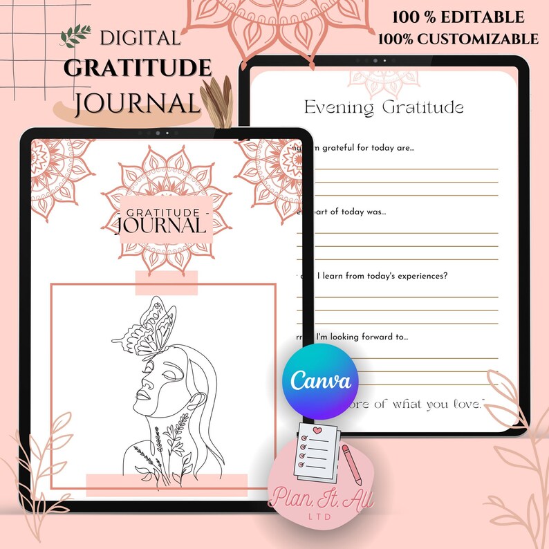 Digital Gratitude Journal Printable Mental Health Journal Digital ...