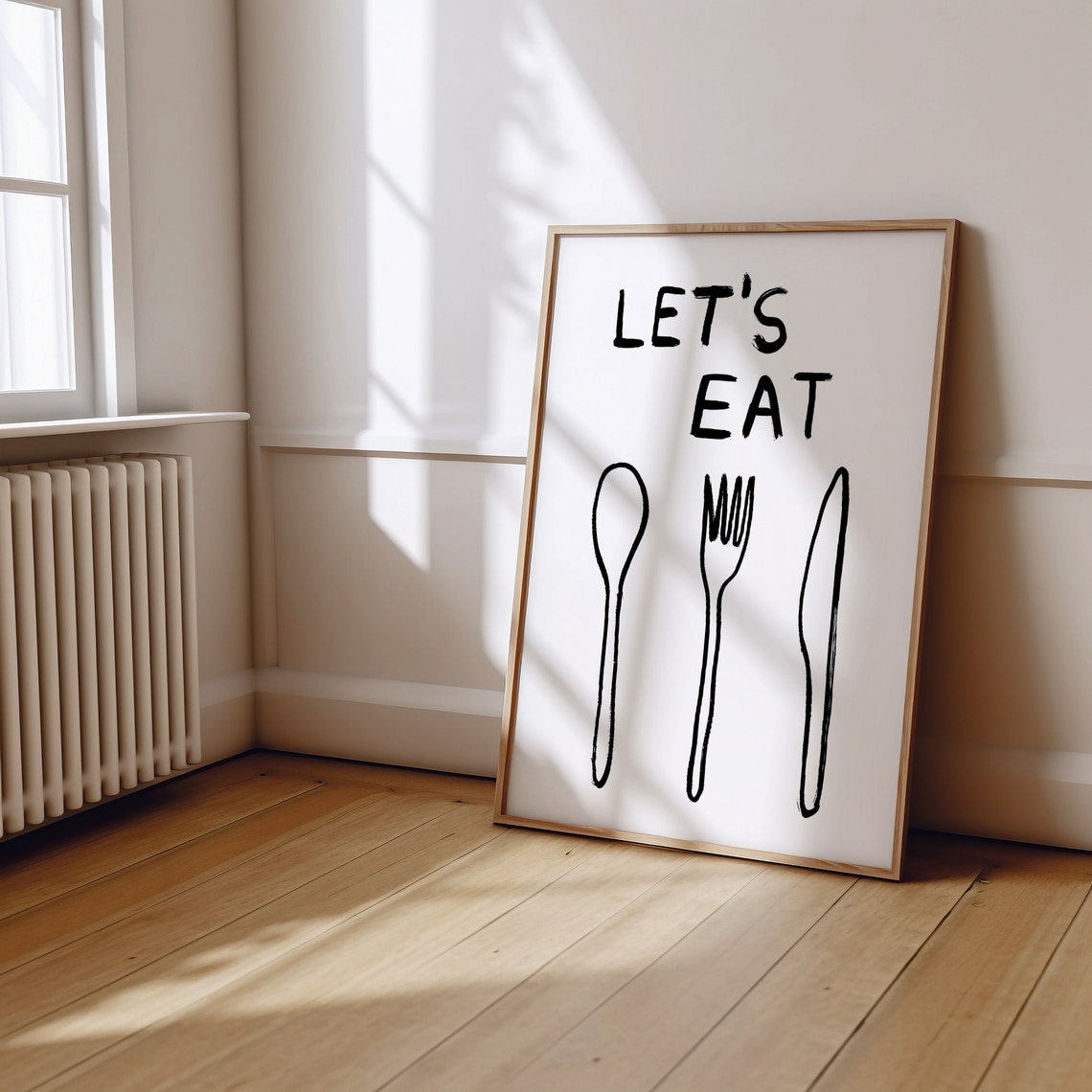 Let's Eat Kitchen Wall Art, Printable Kitchen Decor, Minimal Kitchen ...