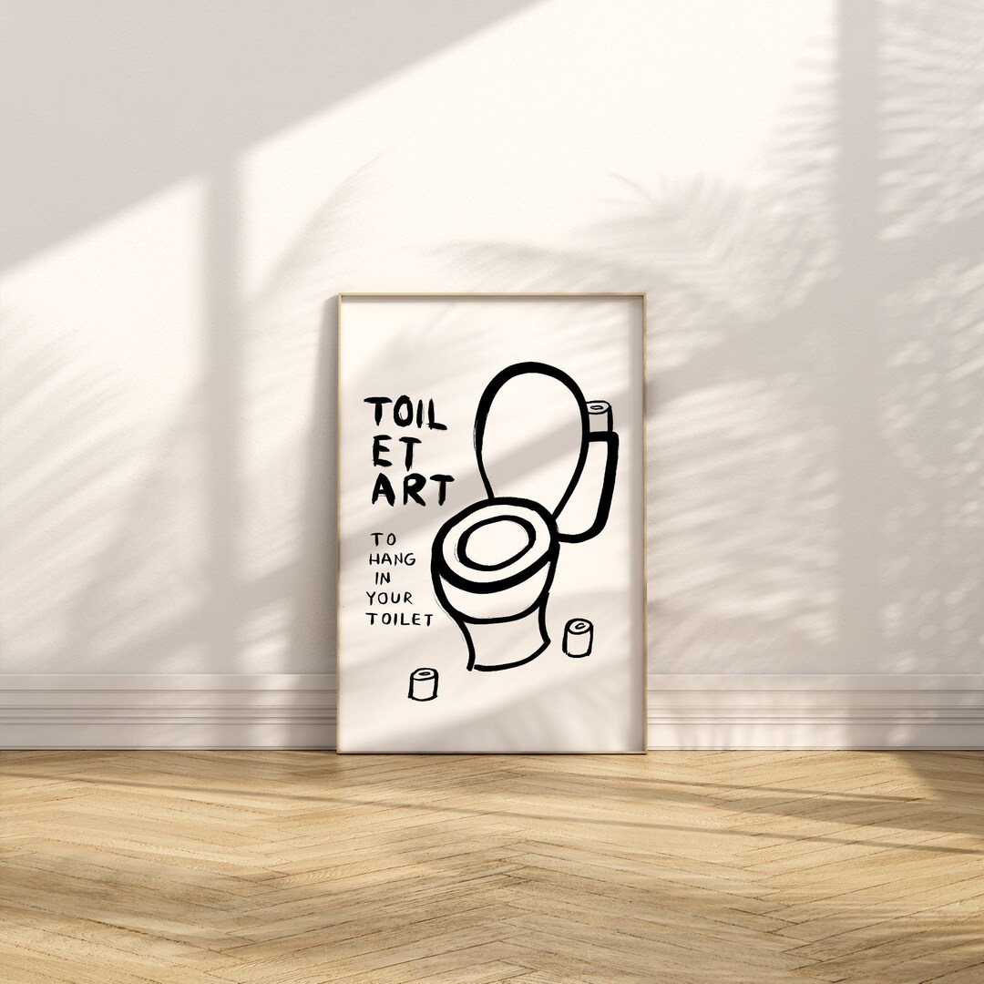 Toilet Art Print, Toilet Humor, Funny Toilet Art Print, Black Ink Art ...