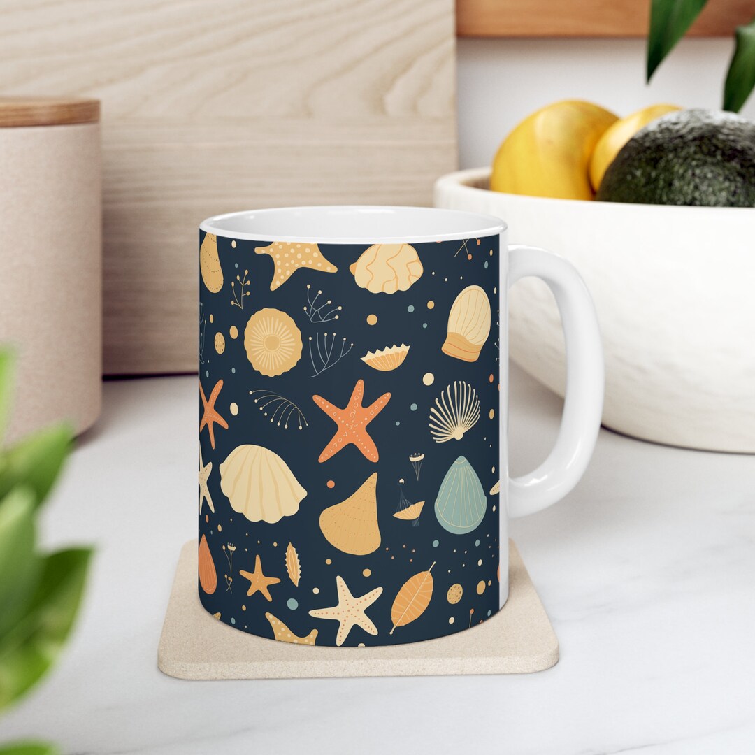 Clams & Starfish Sea-life Ceramic Mug 11oz - Etsy