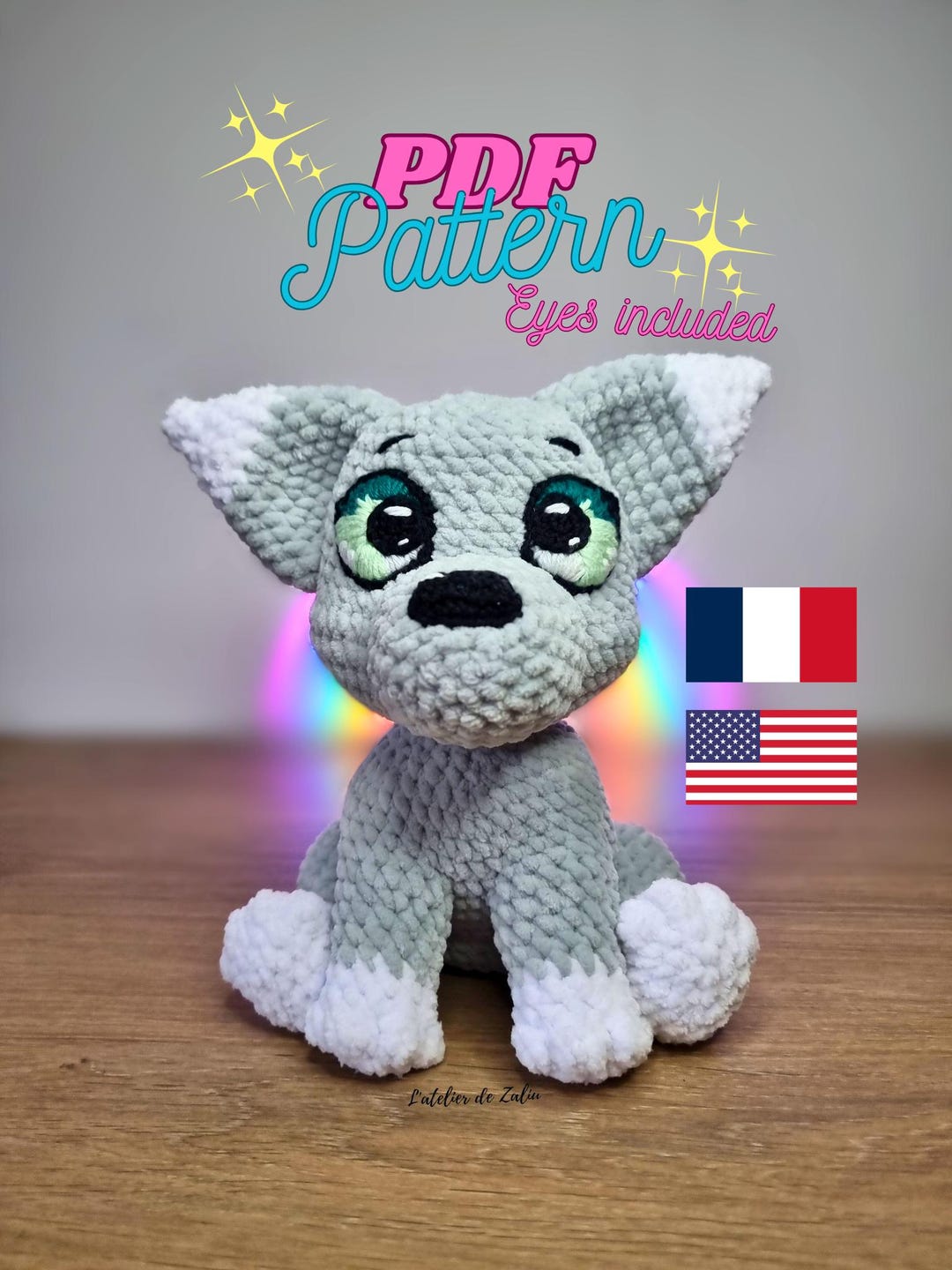 Wolf Crochet Pattern. Eyes Instruction Included, Easy to Make, Low-sew ...