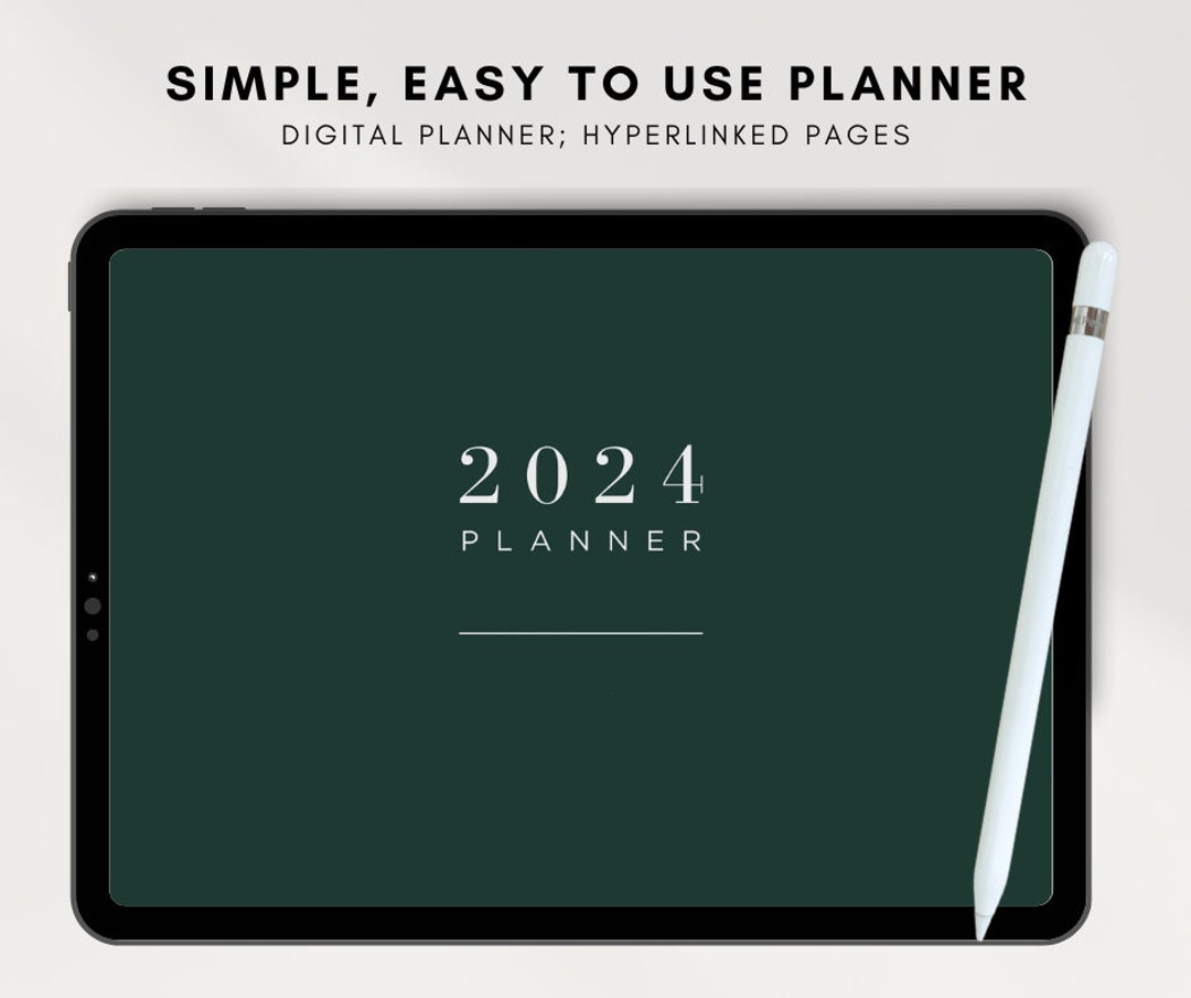 2024 DIGITAL Planner Simple Minimalist dark Green - Etsy