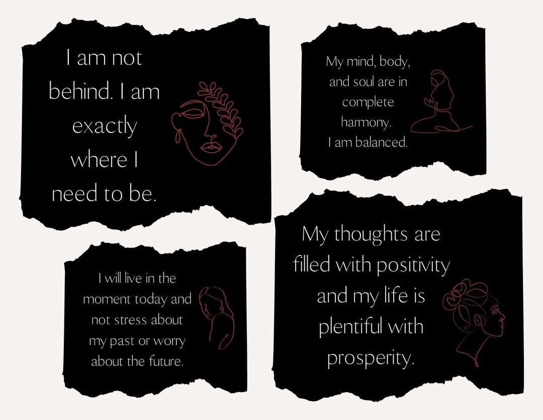 Positive Affirmation Cards - Black - Etsy