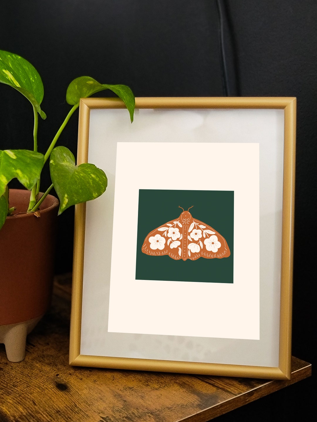 Floral Moth Print | Instant Download | Printable | Retro Print - Etsy