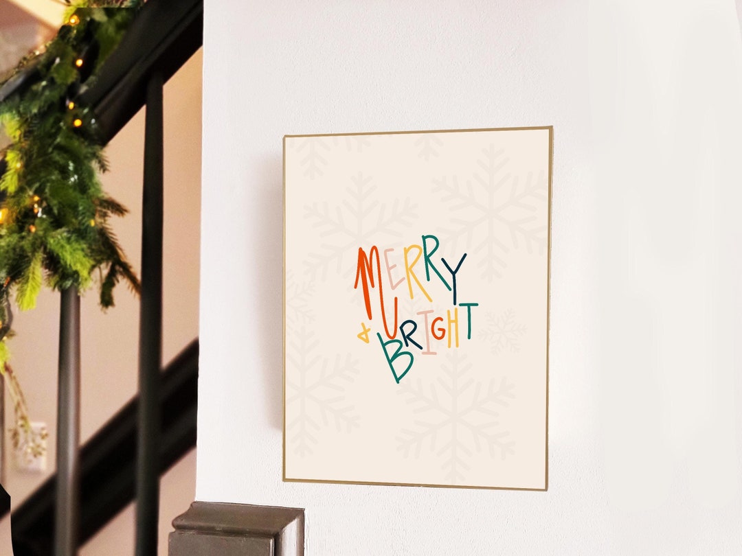 Merry and Bright Print Holiday Printable Colorful Holiday Print Winter ...