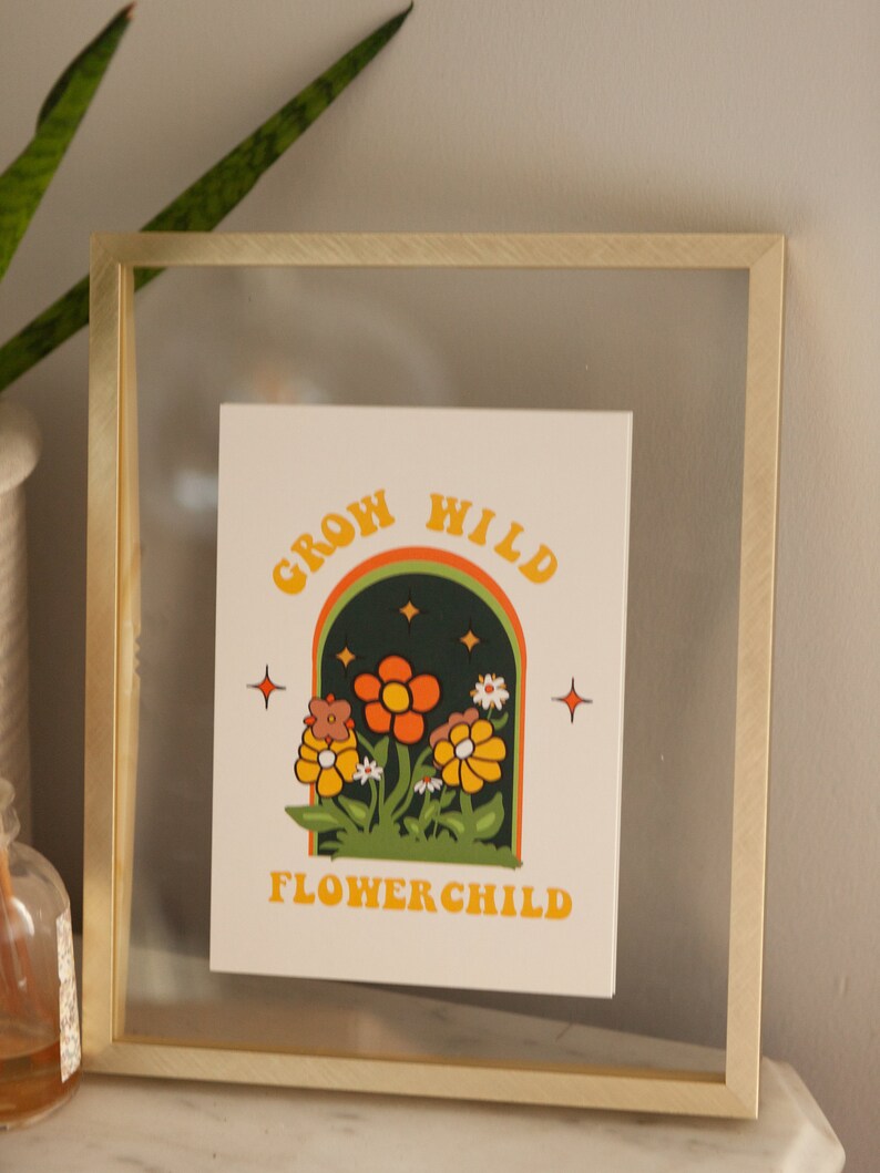 Grow Wild Flower Child Retro Instant Download Flower Print - Etsy