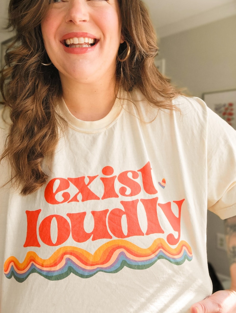 Exist Loudly LGBTQ+ Pride T-shirt: Retro Graphic Comfort Colors - Etsy