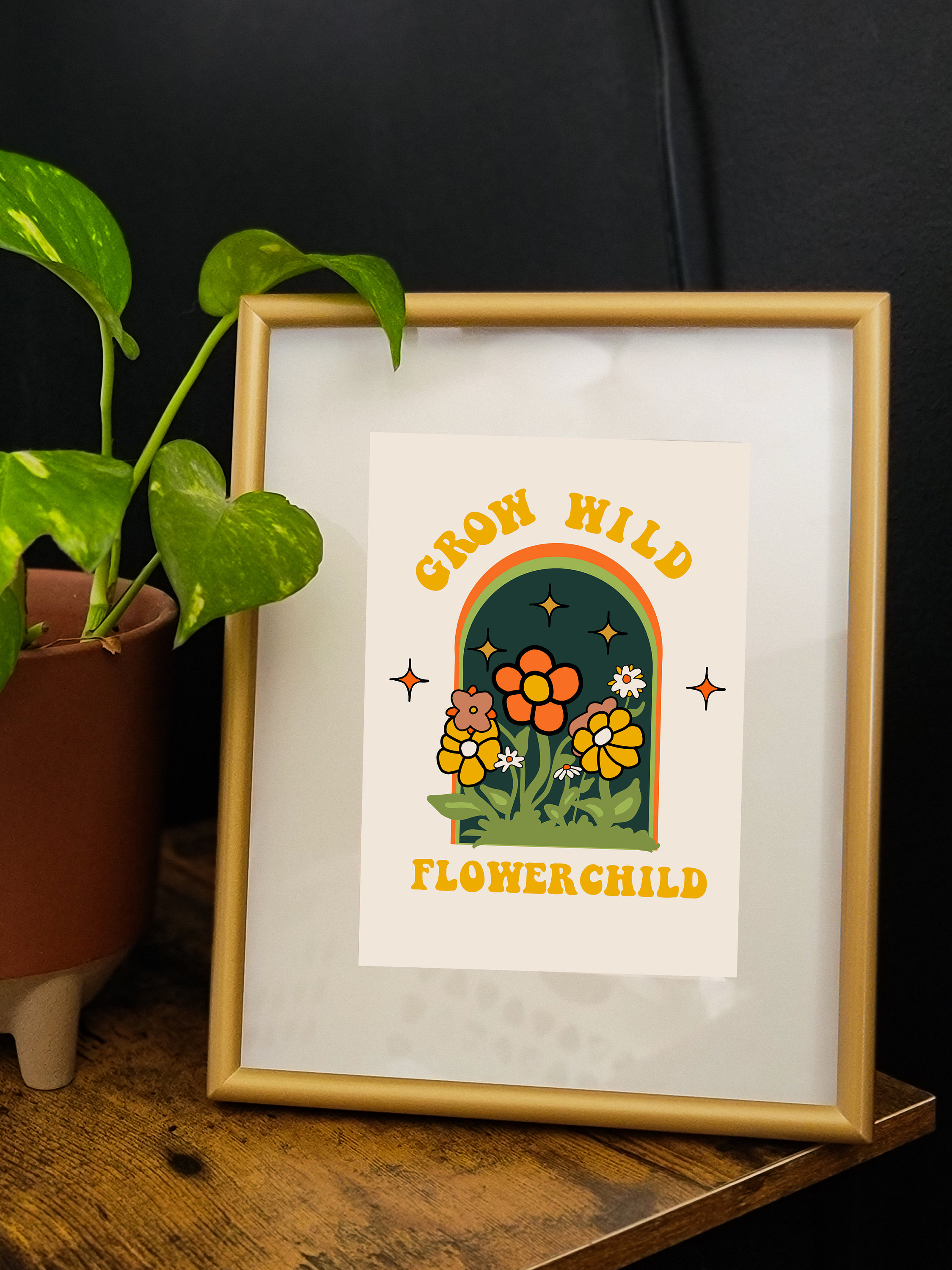 Grow Wild Flower Child Retro Instant Download Flower Print - Etsy