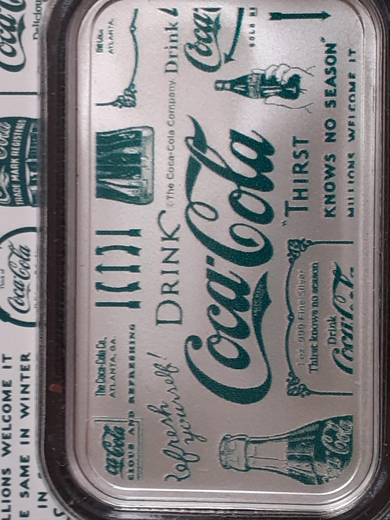 Coca-cola Vintage 1 Oz Silver Colorized Bar in TEP - Etsy