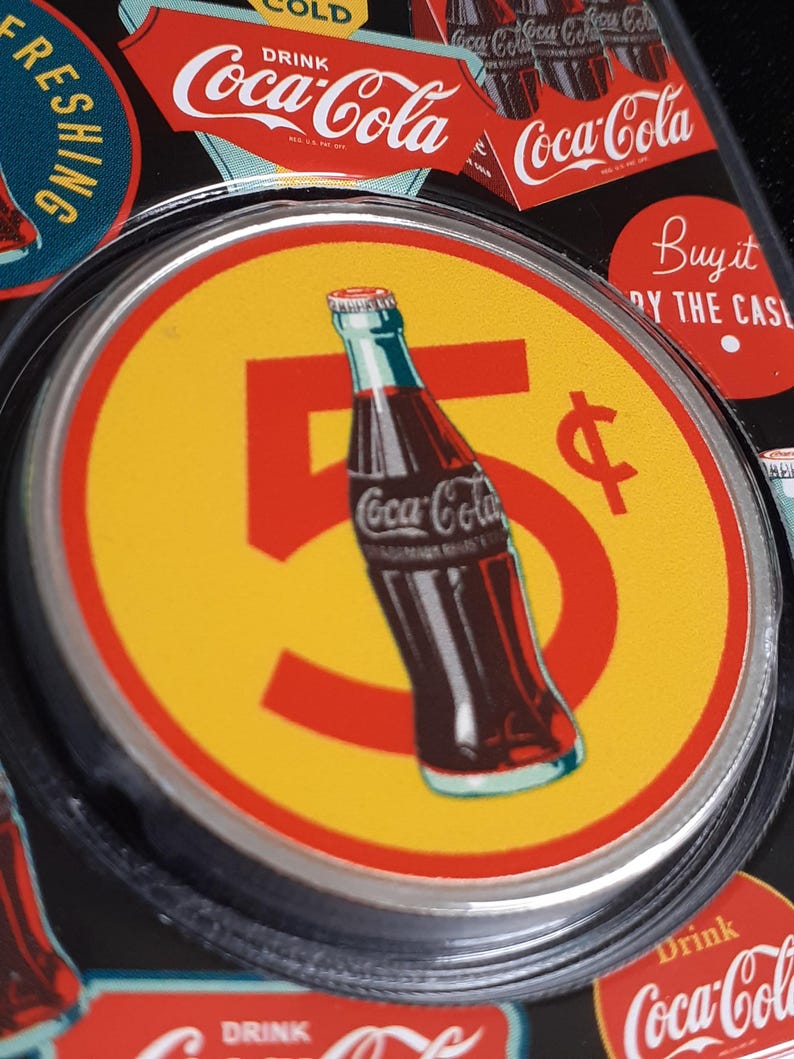 Coca-cola 1 Oz Silver Colorized Round 5 Cent Bottle in TEP - Etsy