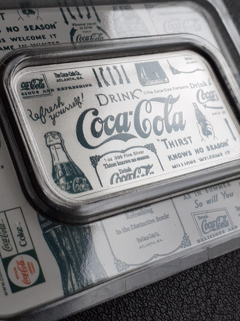 Coca-cola Vintage 1 Oz Silver Colorized Bar in TEP - Etsy