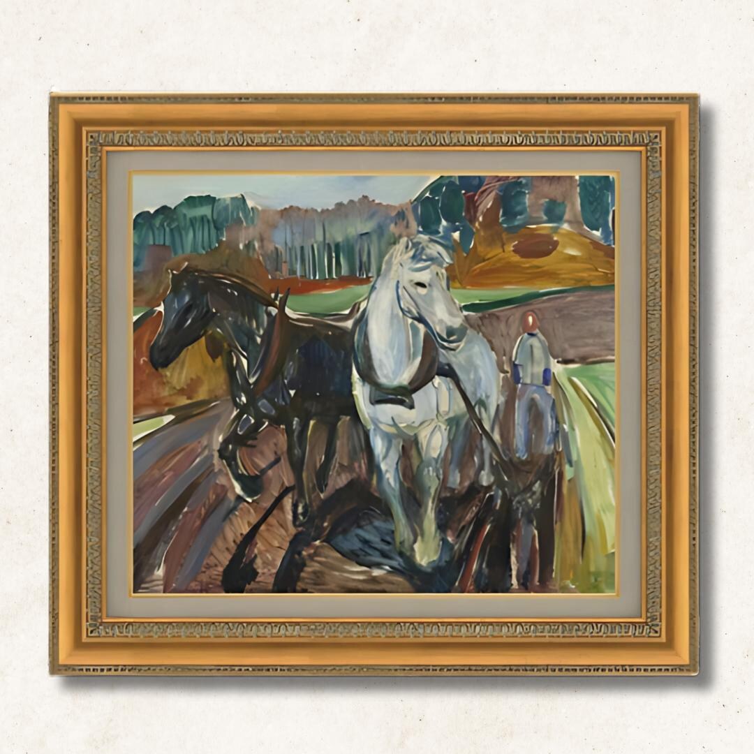 Edvard Munch Autumn Ploughing Hand-painted Oil Reproduction Canvas Wall ...
