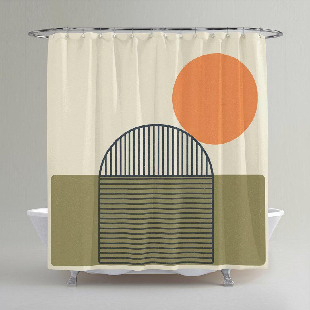 Sun and Earth Shower Curtain | Mid Century Modern Shower Curtain | Chic ...