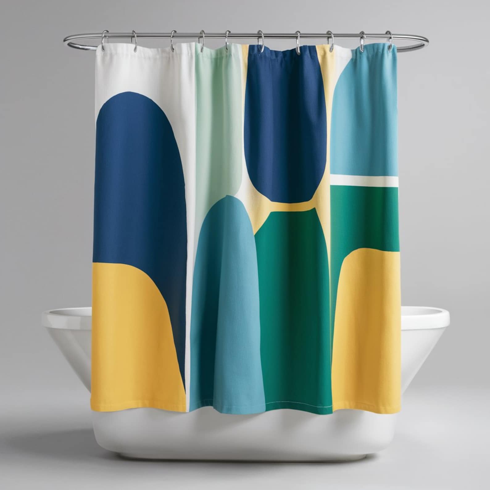 Abstract Mid Century Shower Curtain Boho Geometric Shape Sower Curtain