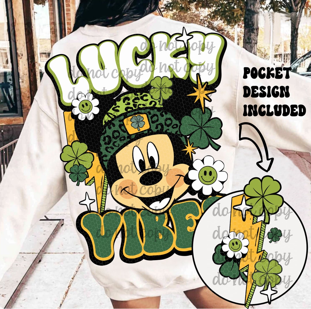 Lucky Vibes Mouse Png Sublimation Design Download, St Patrick's Day Png ...