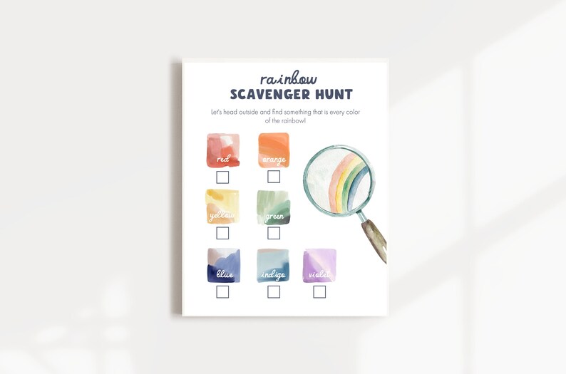 Rainbow Scavenger Hunt, Educational Printable, Homeschool Printables ...
