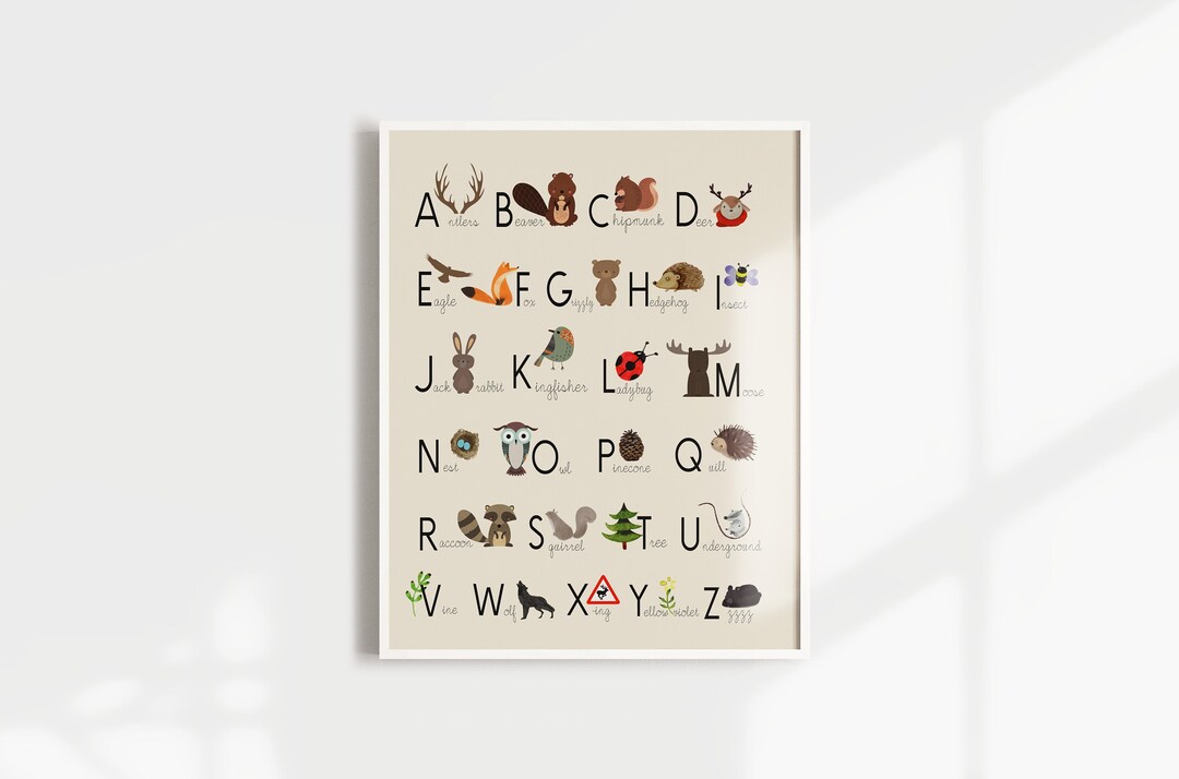 Woodland Alphabet, Alphabet Poster, Animals, Educational Poster ...