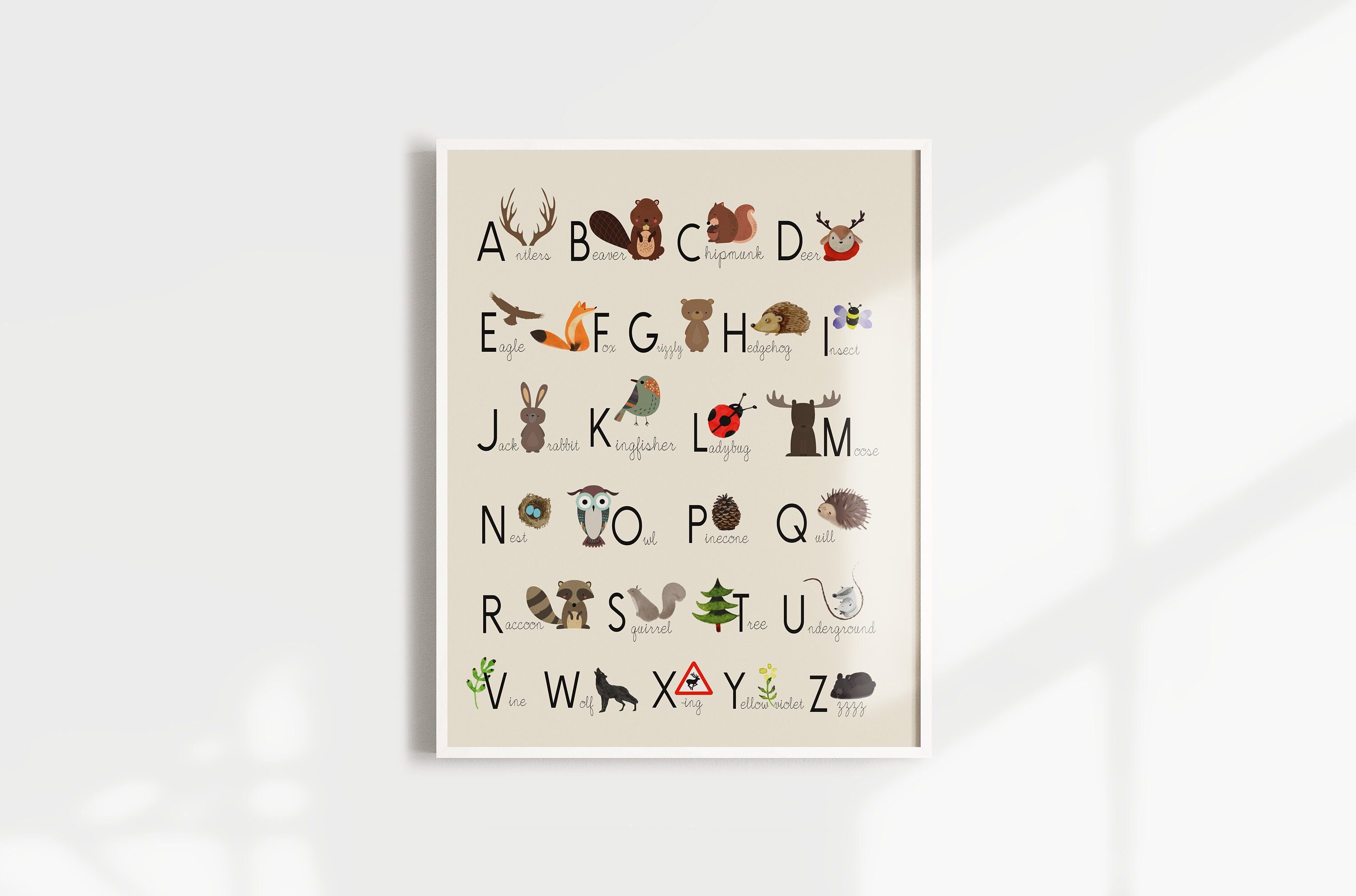 Woodland Alphabet, Alphabet Poster, Animals, Educational Poster ...