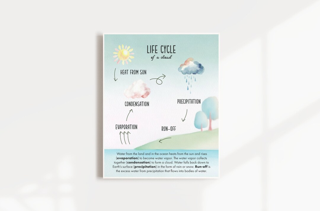 Water Cycle Poster, Educational Poster, Homeschool Printables, Weather ...