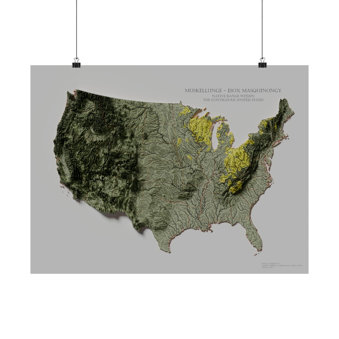 Musky Native Range Map USA - Etsy