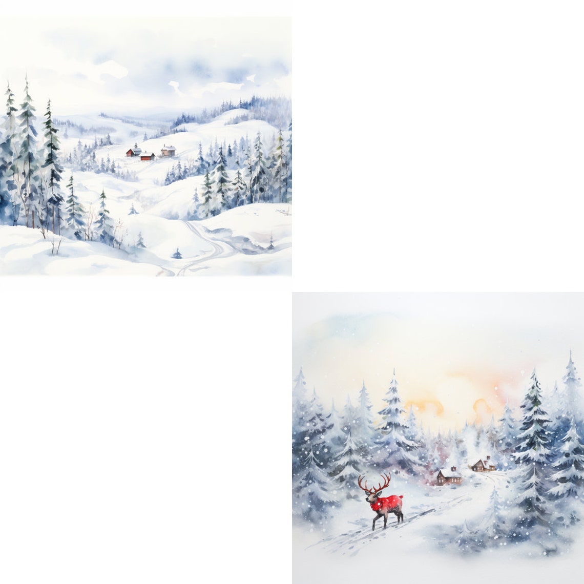 Watercolour Christmas Lapland Clipart Digital Images PNG Files ...
