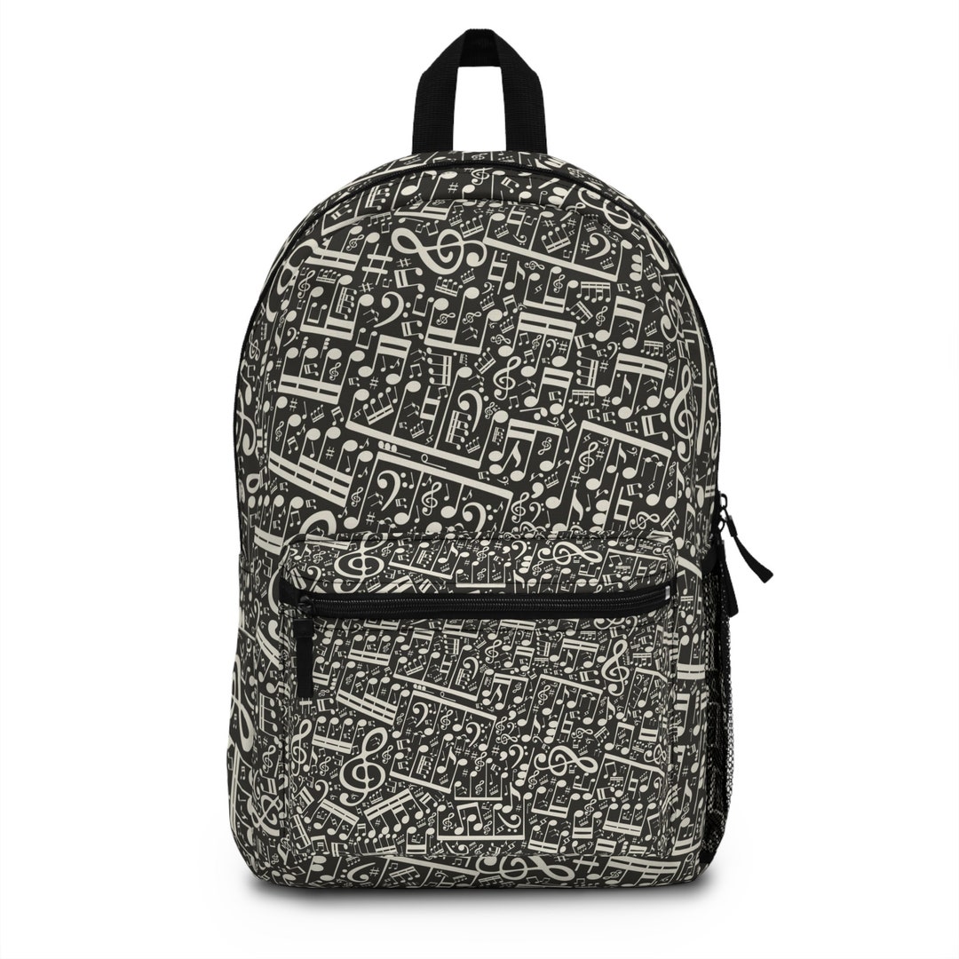 Music Note Backpack, Black and White Music Notes,, Musician Gift, Music ...