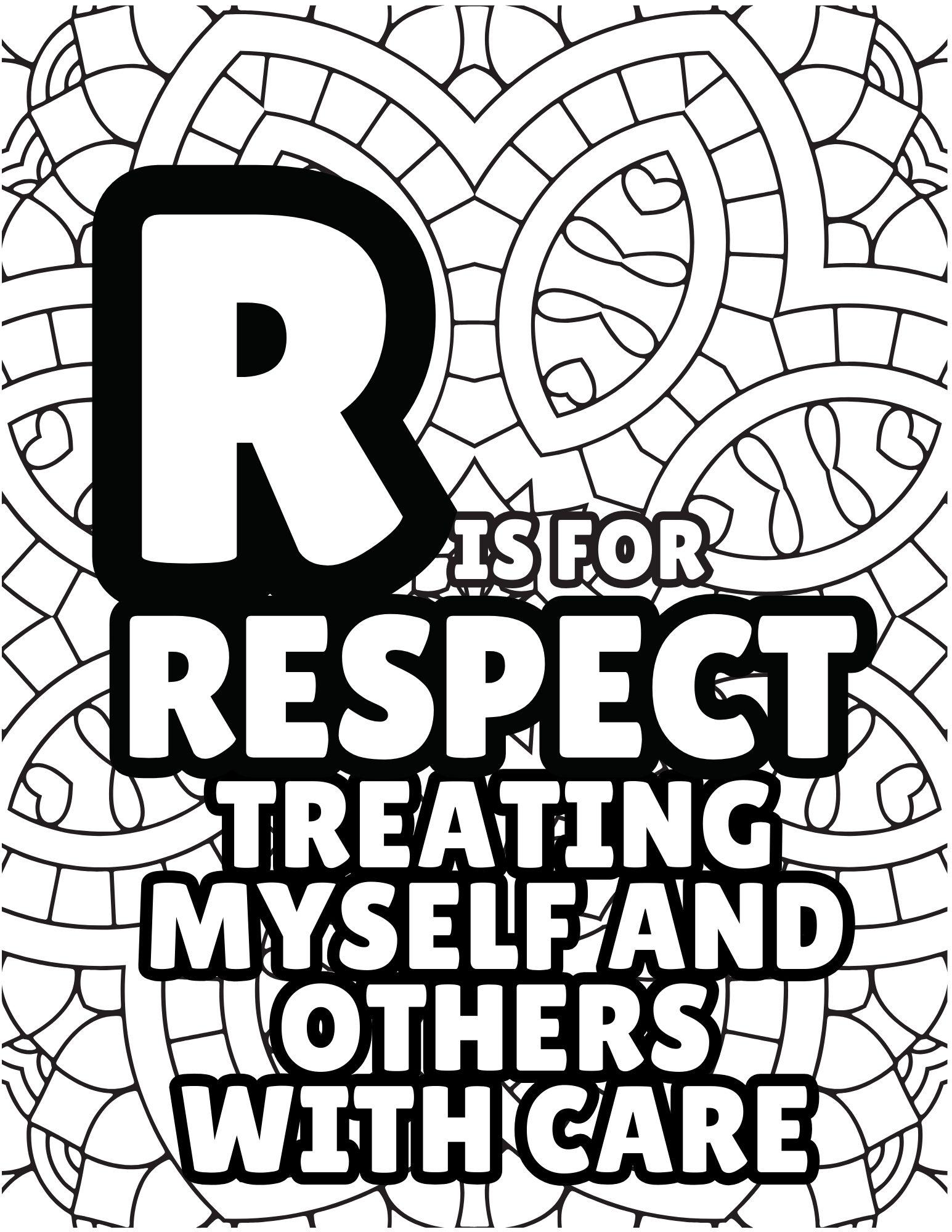 R is for Respect Coloring Page, Religious Studies Resource, SEL ...