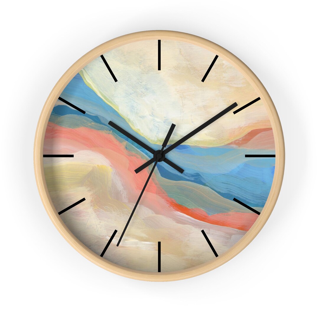 Painted Terrain Wall Clock with Lines - Etsy