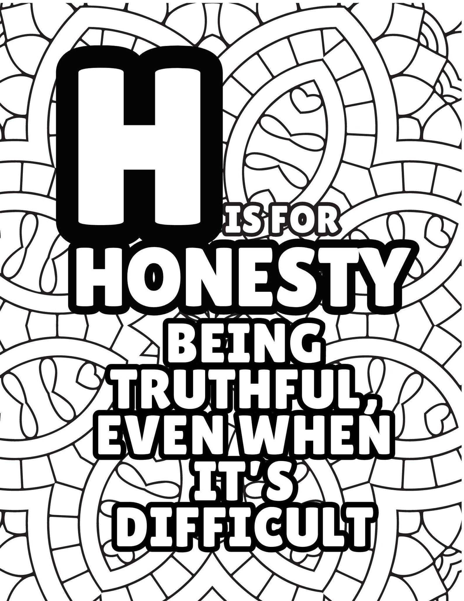 Honesty Coloring Page, H is for Honesty, Telling the Truth When It's ...