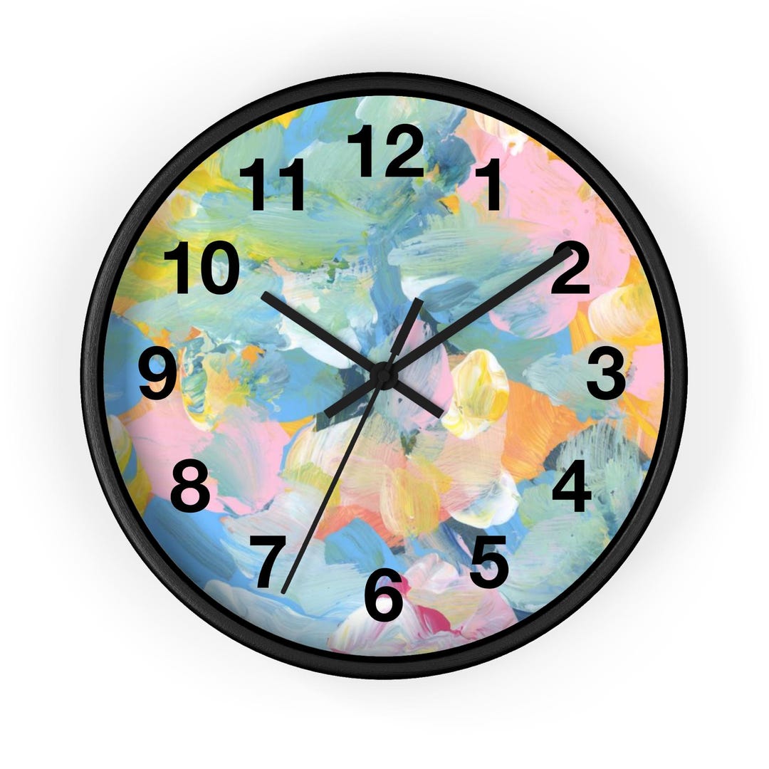 Wall Clock (with Numbers), Art Pallet, Art Studio Clock, Art Teacher ...
