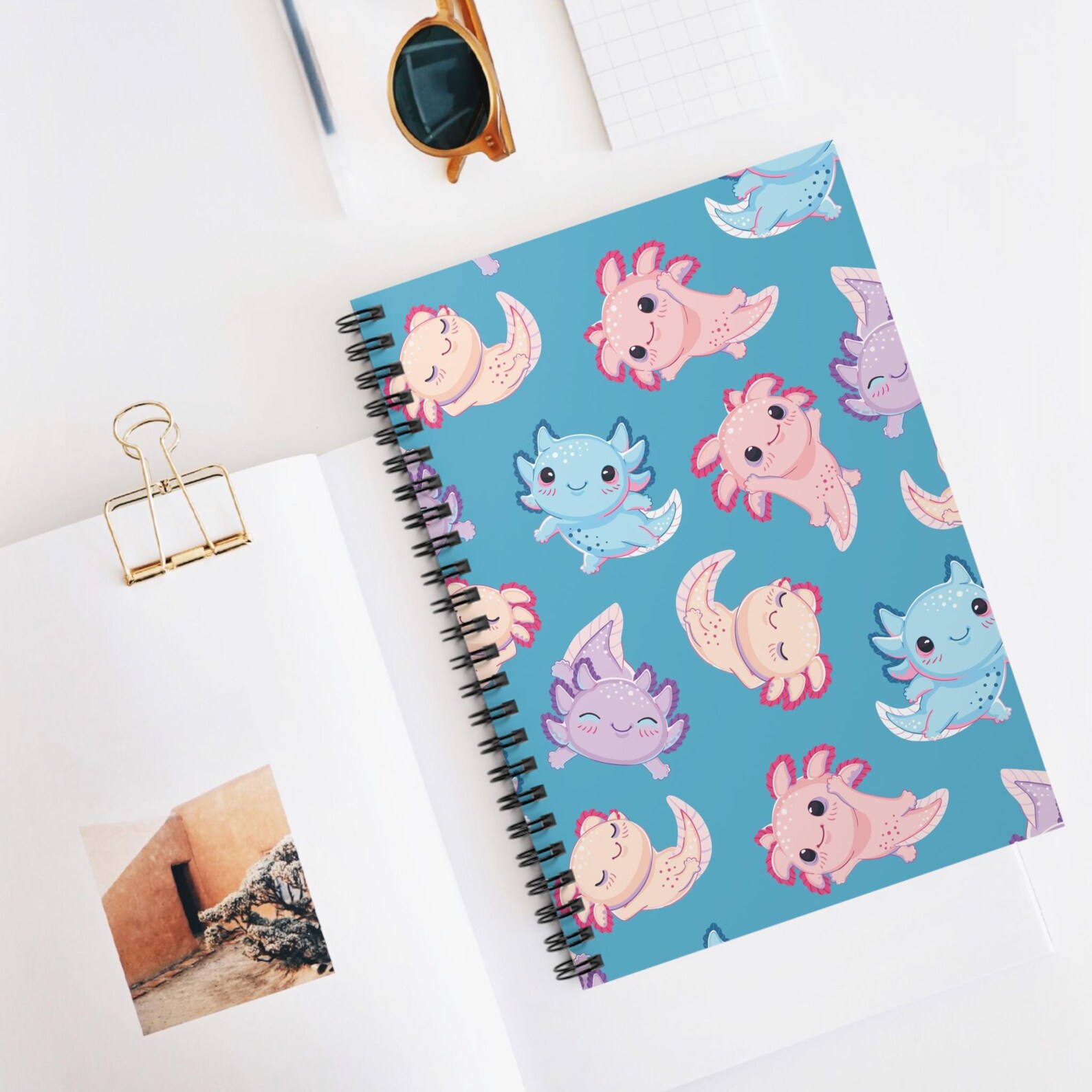 Axolotl Spiral Notebook, Matching Backpack and Water Bottle Available ...