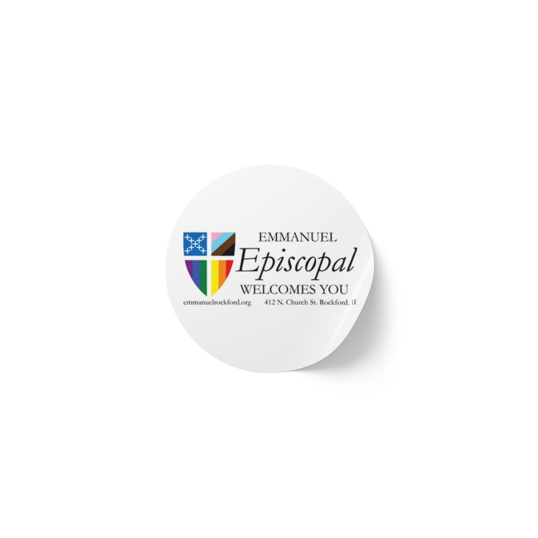 Personalized Round Episcopal Sticker Roll, Horizontal Logo, Bulk ...