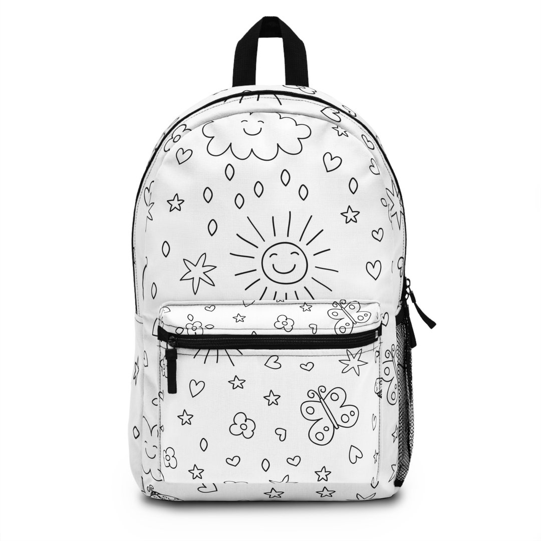 Color Me Happy, Coloring Book Backpack, Coloring Book Bag, Black and ...