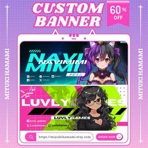 Custom Twitch Banner Custom Chibi Cute Banner Twitch Banner Header ...