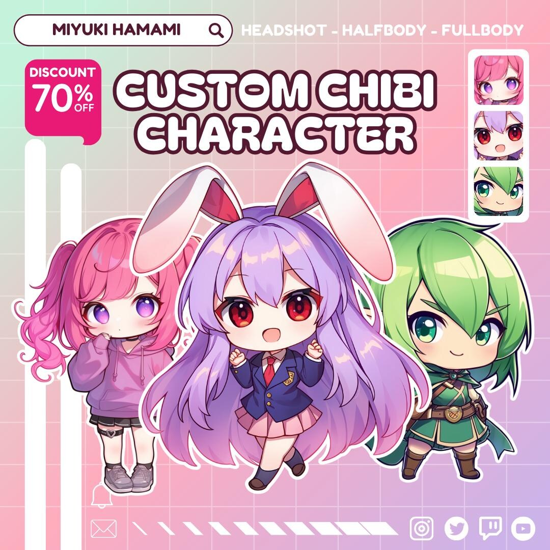 CUSTOM CHIBI KAWAII, Kawaii Portrait, Chibi Portrait, Couple Portrait ...