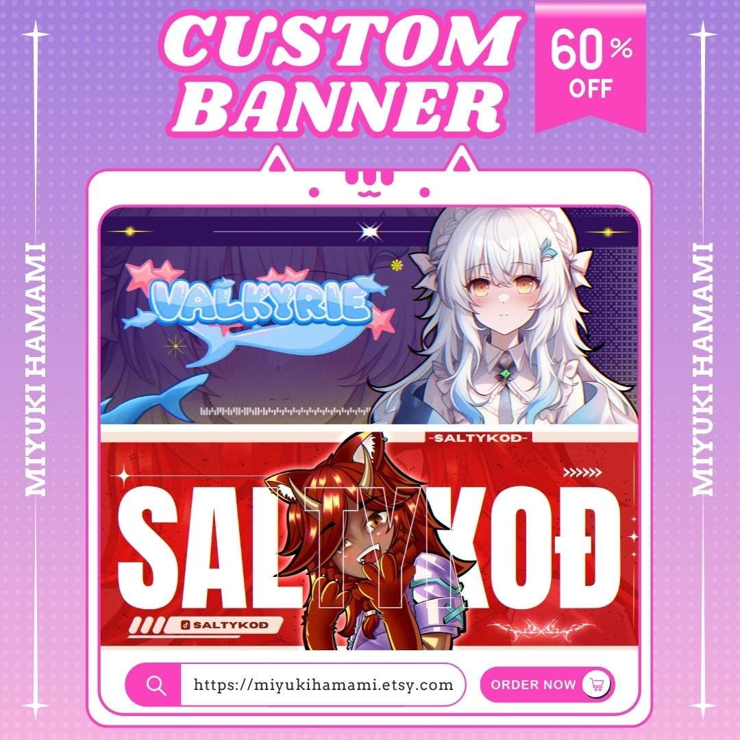 Custom Twitch Banner Custom Chibi Cute Banner Twitch Banner Header ...
