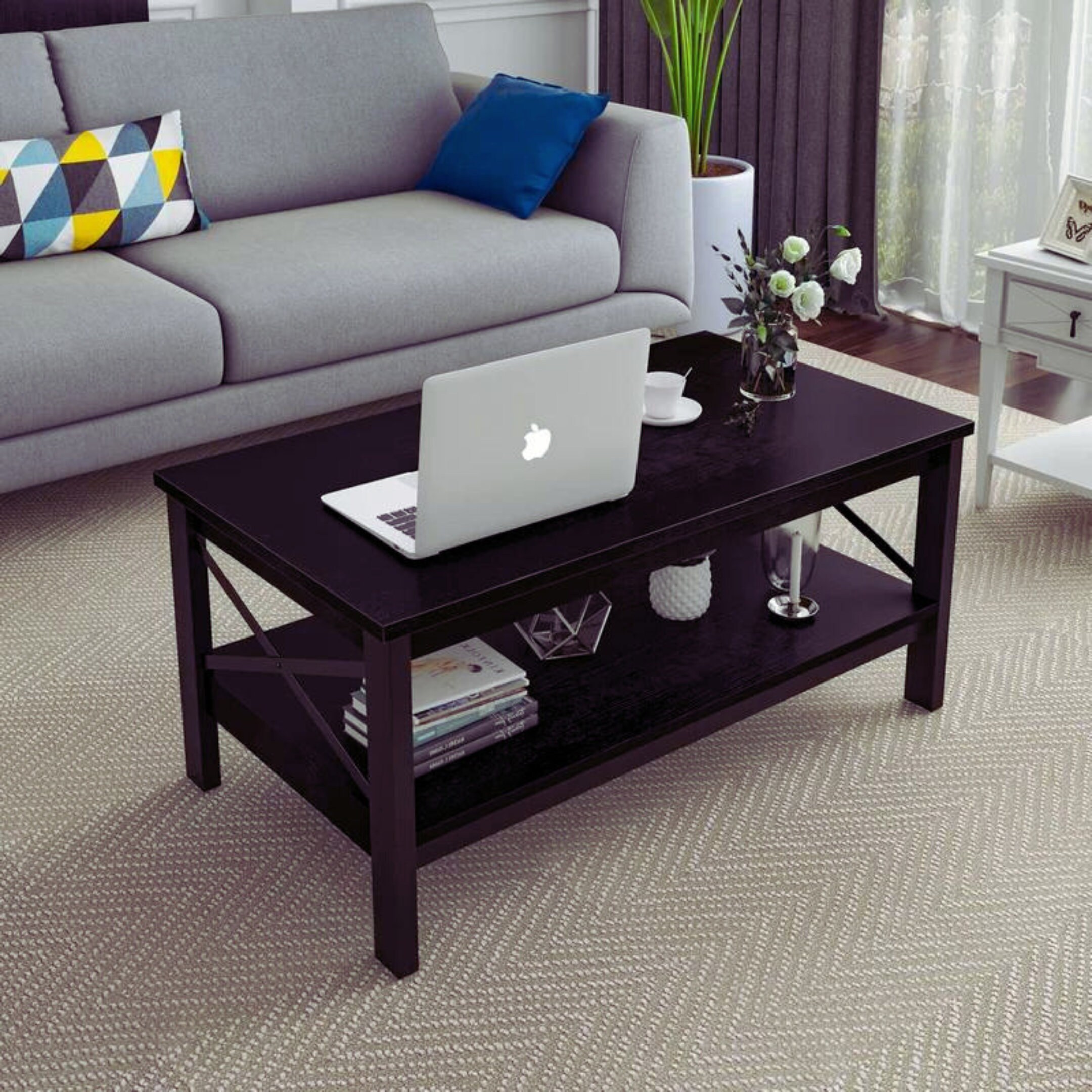 Rectangular Coffee Table With Storage for Living Room Wood - Etsy