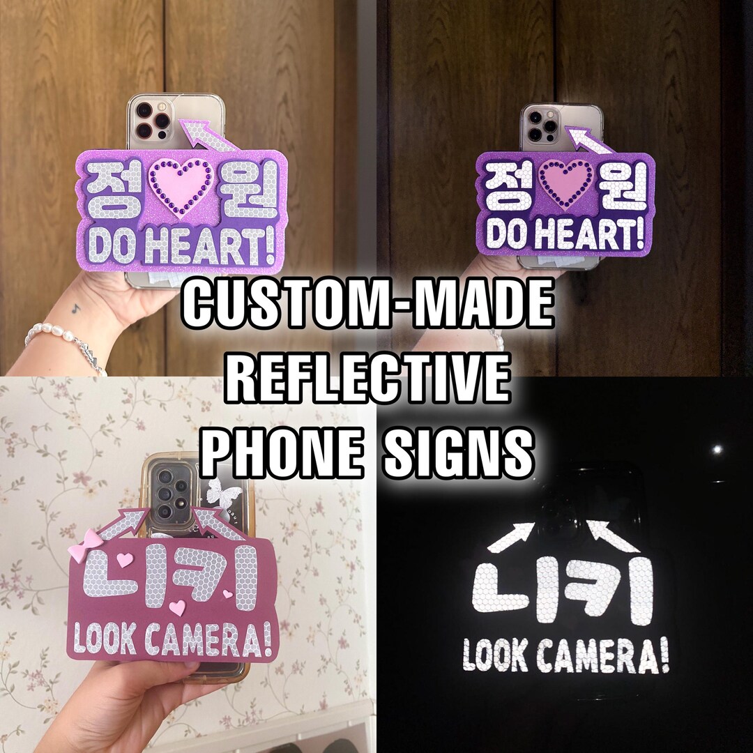Custom Kpop Reflective Phone Sign— Enhypen, Bts, Stray Kids, Ateez, Ive ...